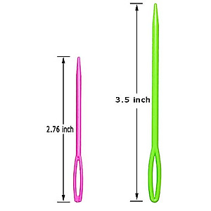 Hekisn Large-Eye Plastic Sewing Needles, 20 Pieces Colorful Safety Lacing Needles, 2 Different Sizes Yarn Sewing Needle, Learning Needles for DIY Sewing Handmade Crafts，3.5 &2.76 inch (20 Pieces)