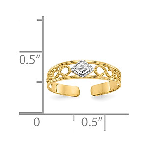 14K Yellow & Rhodium Diamond-Cut Toe Ring - Jewelry By Sweet Pea