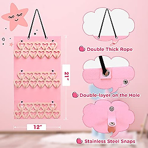 Headband Holder for Baby Girls, Vimiv Headband Organizer for Baby Girls, Baby Bow Holder Organizer w/Heart-Shape Velvet Hangers, Baby Headband Holder Organizer for Door,Closet,Wall, Light Pink