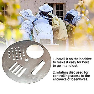 APlayfulBee 10PCS Bee Hive Nuc Box Entrance Gates, Round Rotatable Bee Entrance Doors with Galvanized Steel Beekeeping Tool