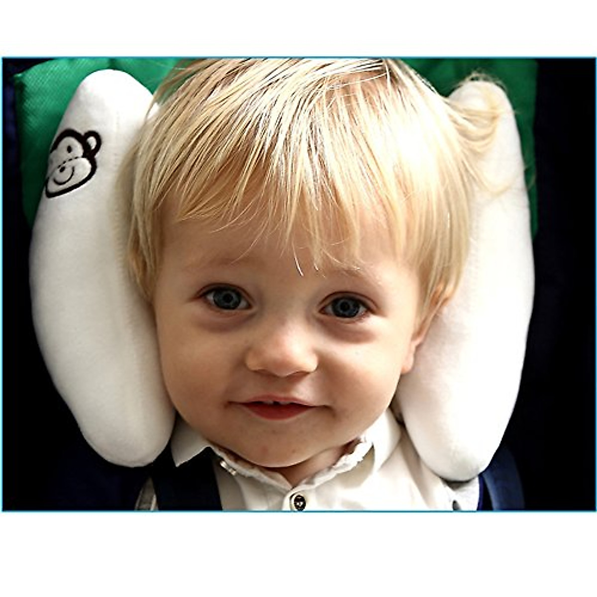 Baby Adjustable Head Neck Support - Banana Shape Travel Pram Pillow Cushion, Headrest for Car Seat Pushchair Stroller Rocker