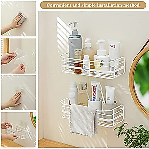 MINILIF Shower Caddy Basket Shelf,Caddy Organizer,Wall Mounted Bathroom Organizer,Antirust baking paint, No Drilling,Storage Rack for Bathroom Shower Kitchen (White)