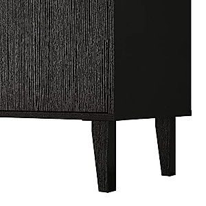 Panana Sideboard Buffet Cabinet Kitchen Storage Cabinet Living Room 4 Doors Console Table (Black)