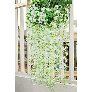 TINGE TIME Wisteria Artificial Flowers Garland, 12Pcs Artificial Wisteria Vine Silk Hanging Flower for Home Garden Outdoor Ceremony Wedding Arch Floral Decor
