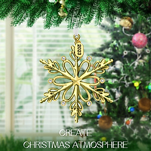West style 2023 Golden Christmas Tree Ornaments–Metallic Snowflake Hanging Home Deco Hanging Pendant Holiday Keepsake Gift (C, Golden Snowflake)