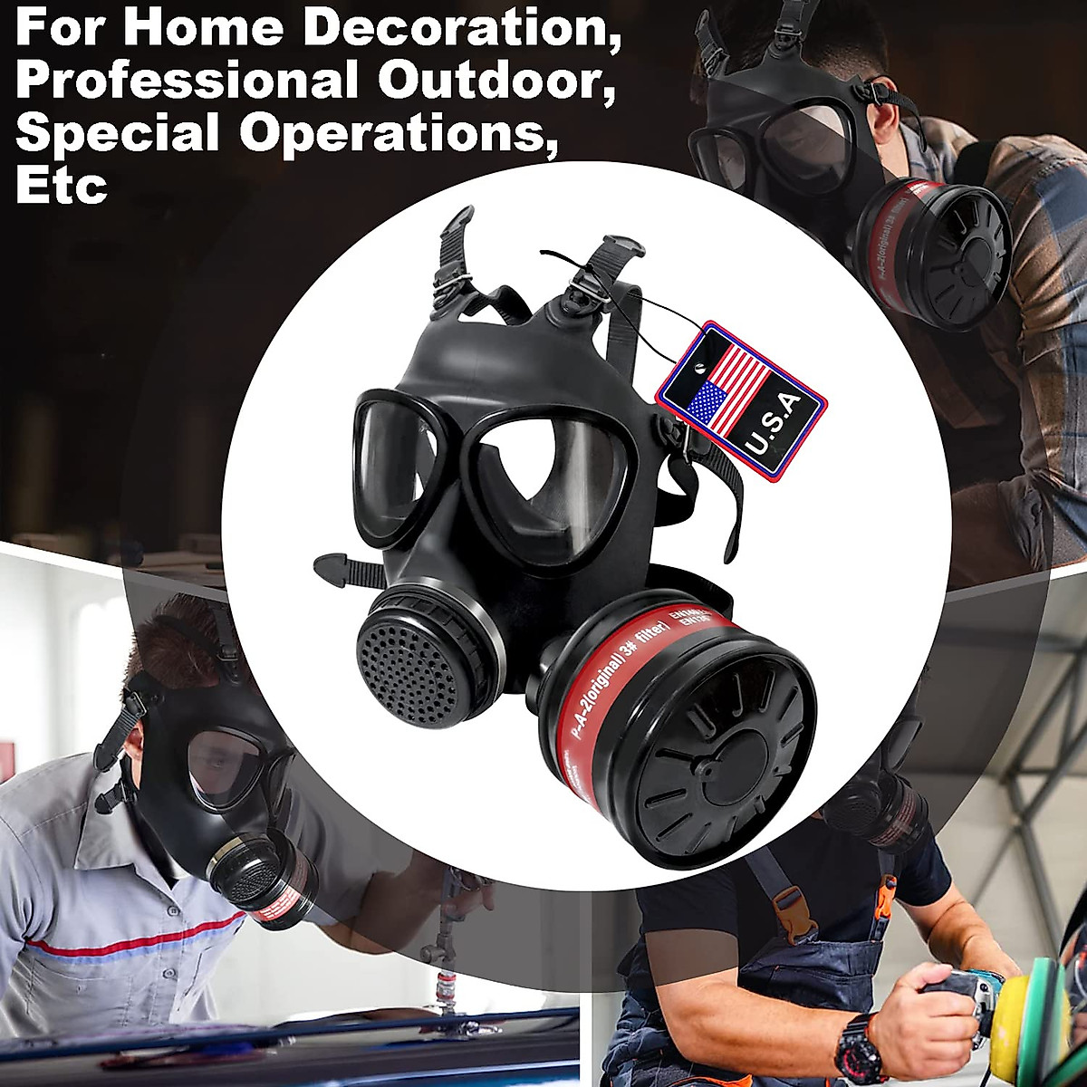 RANKSING Cover Full Face with P-A-2 40mm Canister Black Rubber for Industrial and Home use Russian Black