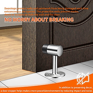 TPOHH 3 Inch Height Zinc Alloy Floor Mount Bumper, Gooseneck Door Stop with Rubber Bumper – Protects Walls from Door Knob Damage