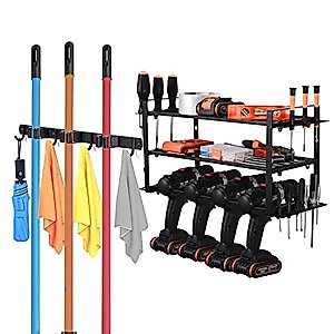 ALIEN SYSTEM Power tool shelf and storage hooks (Power tool organizer & Mop holder)