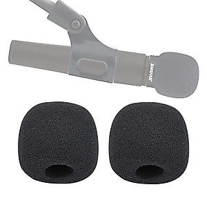 Shure SM57 Pop Filter Mic Foam Cover - SM57 Windscreen Wind Cover Compatible with Shure SM57-LC Microphone Black Noise Cancellation Windsock Cover 2 Pack by WIBOND