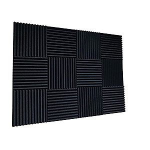 48 - Pack BLACK Acoustic Foam Panel Wedge Studio Soundproofing Wall Tiles 12" X 12" X 1"