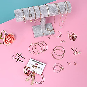 AROIC 38 PCS Gold Jewelry Set with 4 PCS Necklace,10 PCS Bracelet,24 PCS Layered Ball Dangle Hoop Stud Earrings for Women Girls Jewelry Fashion and Valentine Birthday Party Gift