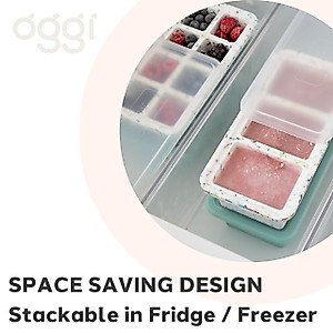 OGGI Prep & Portion Silicone Freezer Trays with Lid - Freezer Molds for Food, Ice Cube Tray, Food Prep Containers, Freezer Storage Containers, for Soup, Smoothie Cubes, Broth, Leftovers - 1/4 Cup