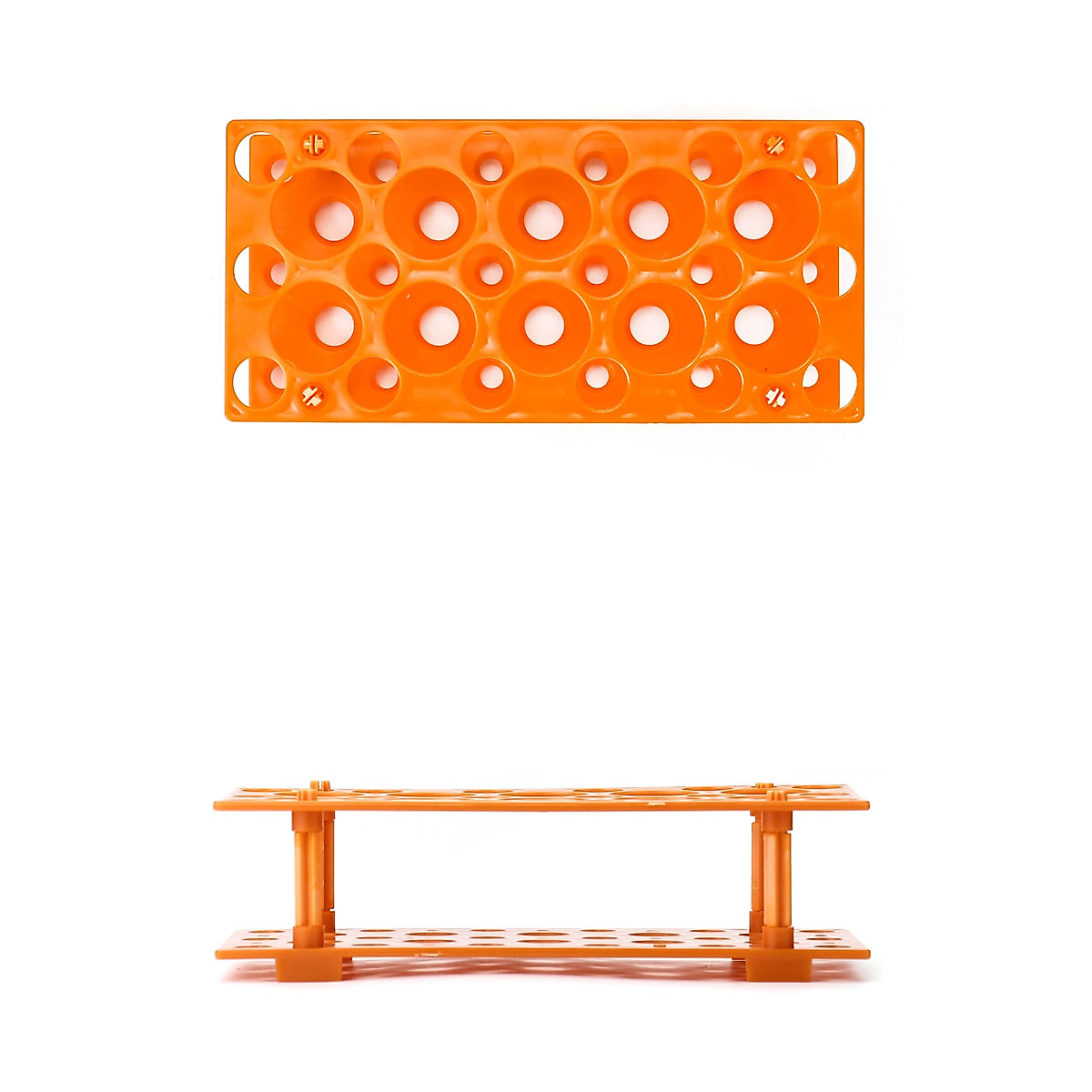 QWORK Plastic Test Tube Rack, 4 Pack Centrifuge Tube Rack Laboratory Holder for 10ml / 15ml / 50ml, 2 Blue and 2 Orange