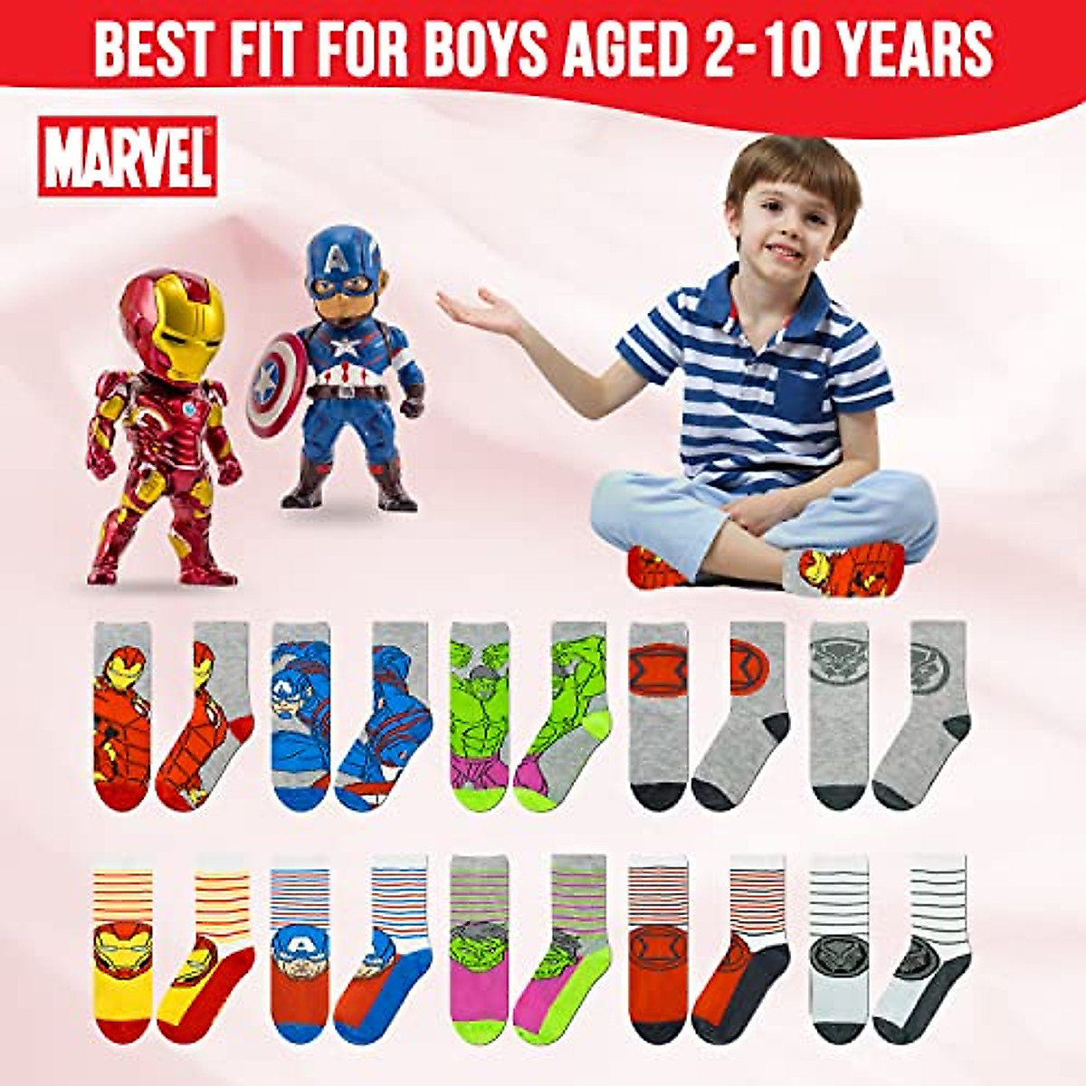 Marvel Legends Superhero Boys Socks, Toddler Socks & Kids Socks, Quality Made Little Boys Socks & Toddler Boys Avenger Socks