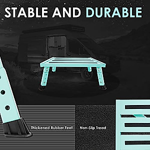 Aluminum Folding Platform Steps for RV, Height Adjustable RV Steps Support Up to 1000 lbs. Anti-Slip Surface(Seafoam Green)