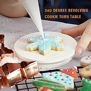 4.7 inch (12cm) Round Cookie Decorating Turntable, Rotating Cake Turntable Stand Baking Decor Plate, Food Contact Safe Plastic - White