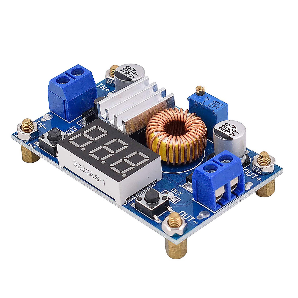 [2 Pack] DC-DC 5A Buck Converter 4-38V to 1.25-36V Step-Down Voltage Regulator High Power Module with LED Display