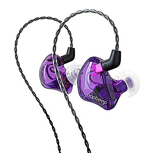 BASN in-Ear Monitor Headphones Dual Dynamic Drivers in Ear Earphones Detachable MMCX Cable Musicians in-Ear Earbuds Headphones (BC100 Purple, with no Mic)