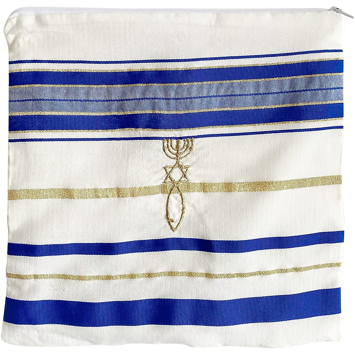 Holy Land Market New Covenant Prayer Shawl with Bag, Card & Tallit Brochure, Soft Fabric, 72x22 Inches for Women and Men