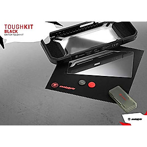Snakebyte Tough Kit - Accessory Set Including Rubber Hard Case H9 Glass Protector Cleaning Cloth Thumb Grips Game Hard Case for Nintendo Switch - Black - Nintendo Switch