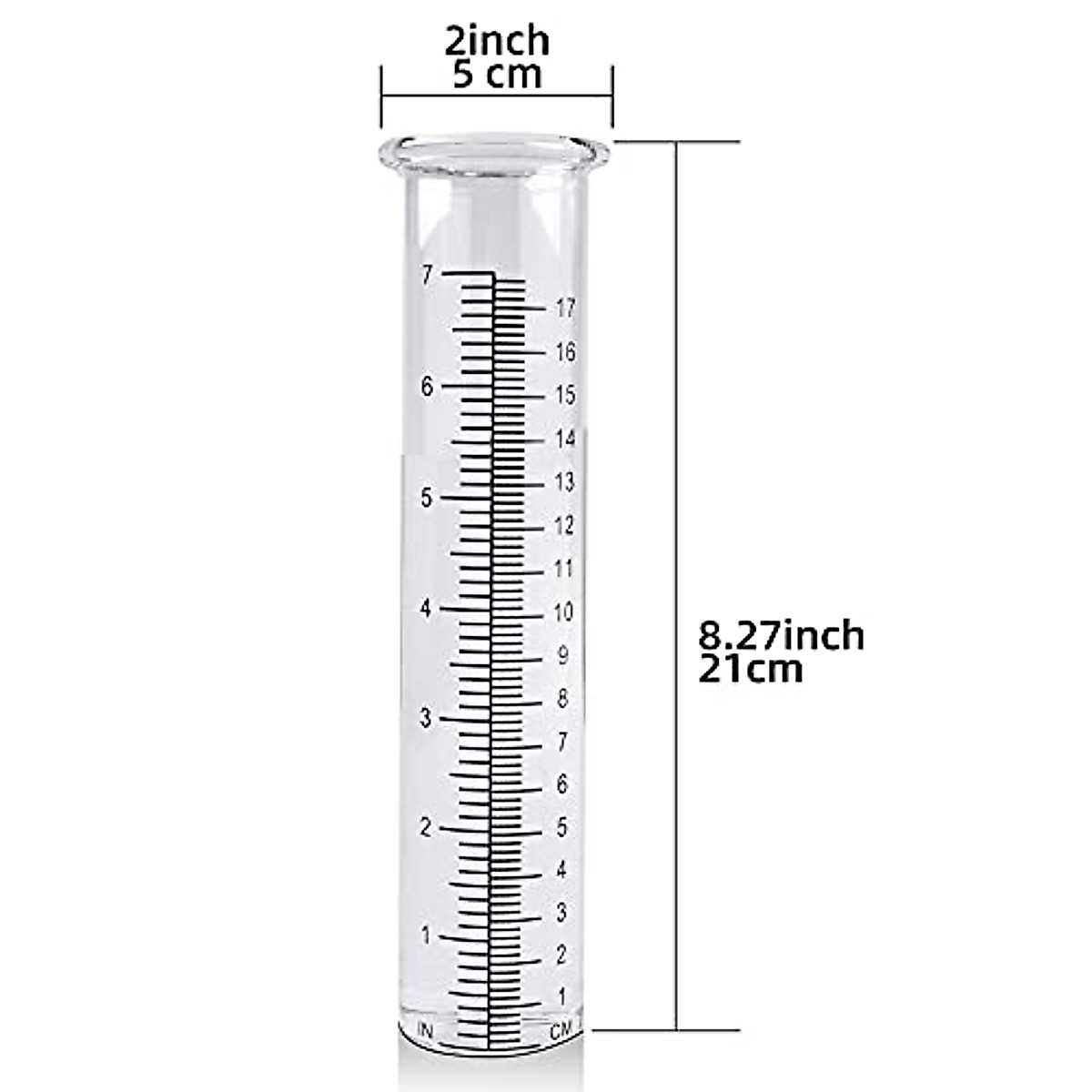 TBWHL 7" Capacity Rain Gauge Glass Replacement Tube for Yard Garden Outdoor Home (1Pcs)