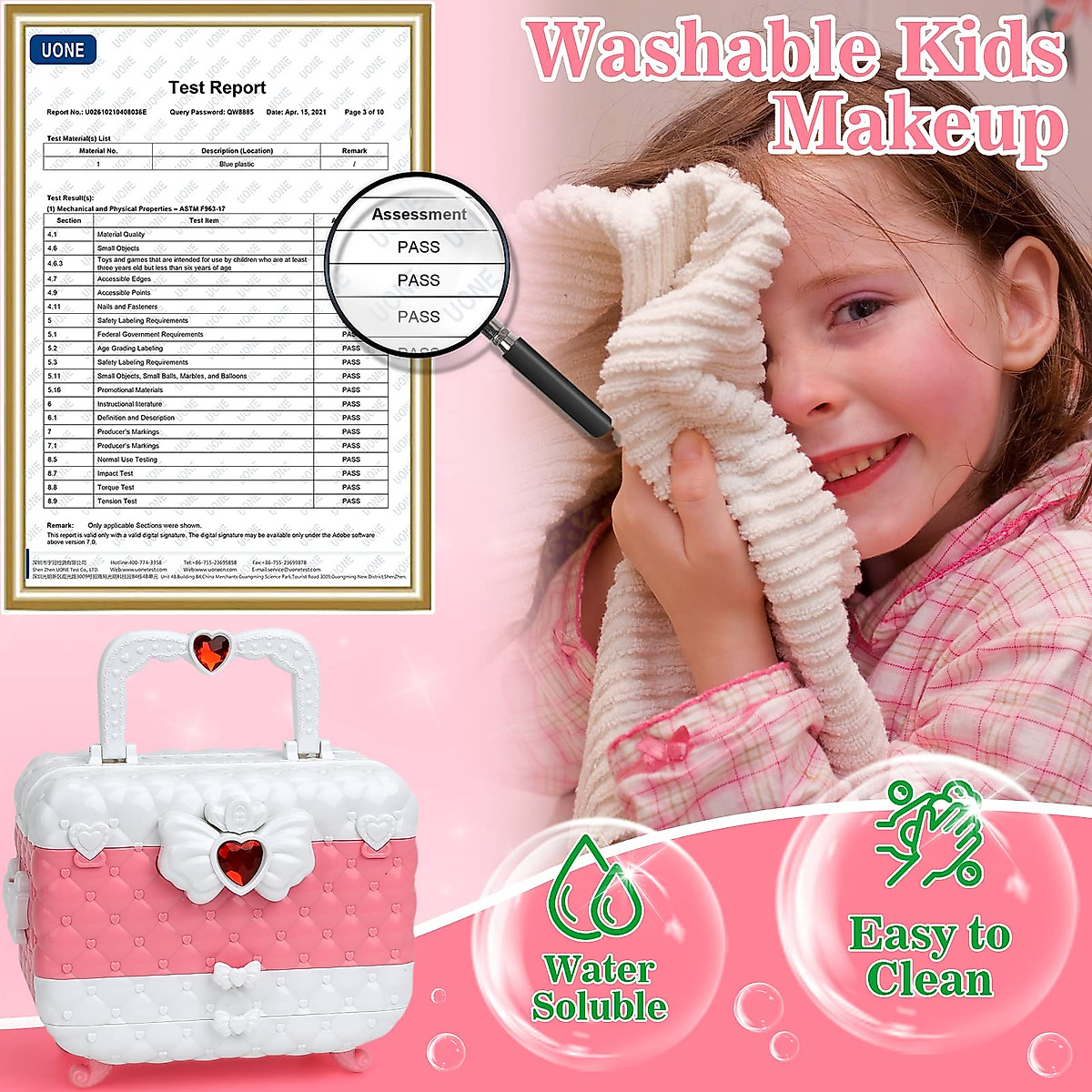 Kids Makeup Kit for Girl Toys, Washable Real Girl Makeup Kit Little Princess Girls Toys, Children Pretend Play Make up Set Kids Toys for 3-10 Year Old Girl Christmas Birthday Gift