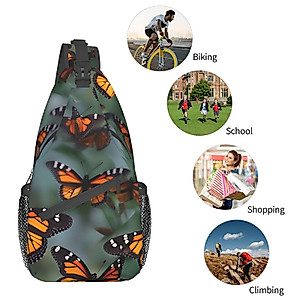 Monarch butterflies print Sling Backpack Man Woman Multipurpose Chest Bag Travel Daypack Cross Body Bag