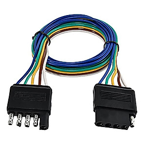 Oyviny 5 Way Flat Trailer Wire Extension 48 inch, Vehicle-Side and Trailer-Side 5-Pin Flat Wiring Harness 18 Guage Male and Female Trailer Wire Connector