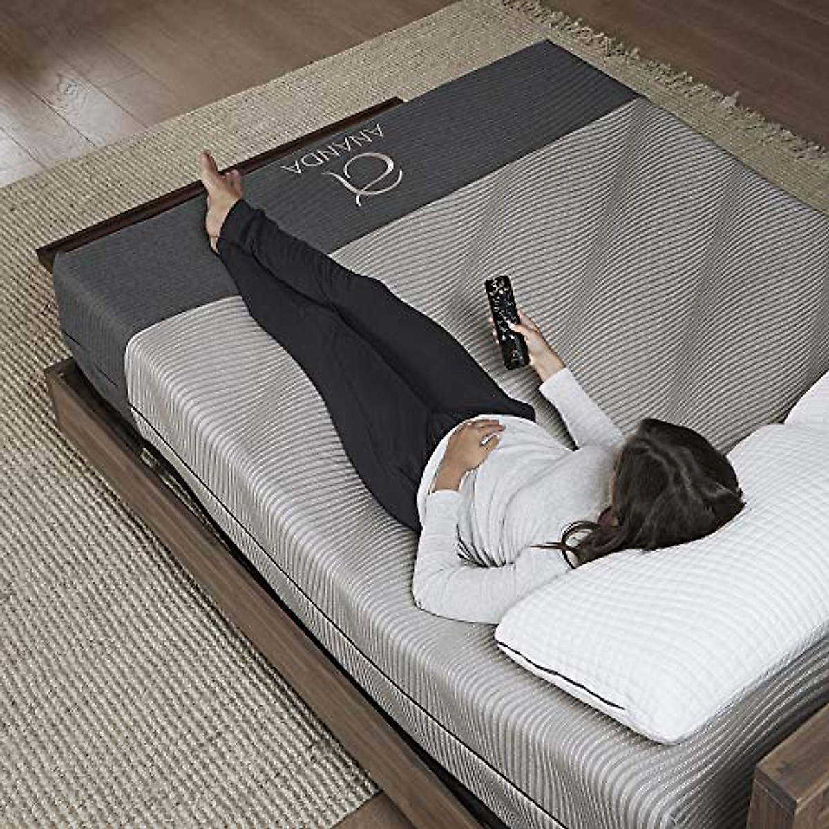 Blissful Nights 13" Ananda Cool Gel and Pearl Infused Hybrid Mattress with Head Tilt Adjustable Bed Base Combo Set (Cal King Split)