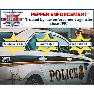 Pepper Enforcement PE510M-FT Splatter Stream Pepper Spray 2 Pack with Belt Loop Holster - Maximum Strength 10% OC Formula - Flip Top Canister - 4 Year Shelf Life