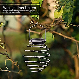 Newzeroin 4 Pack Solar Spiral Lights, Solar Garden Lights Outdoor Decorative Hanging Lights Garden, Patio, Porch, Path, Yard,String L (Without Leaves), Warm White