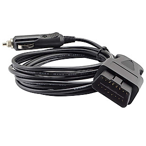 OLLGEN 3M/10ft OBD II Vehicle ECU Emergency Power Supply Cable Memory Saver with Alligator Clip-On 12V Car Battery Cigarette Lighter Power Socket Extension Cable