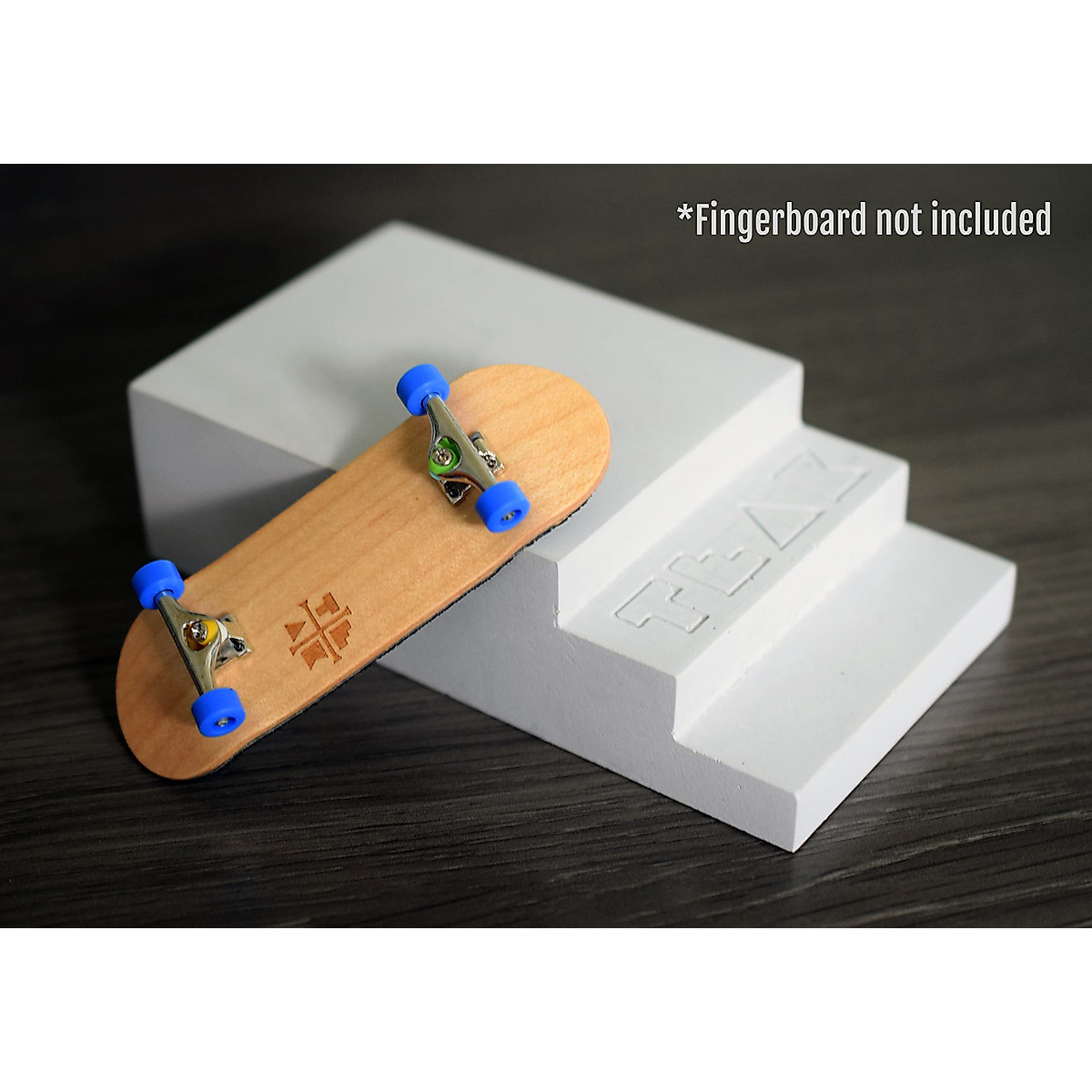 Teak Tuning Monument Series Concrete Fingerboard Obstacle, The Stoop Manual Pad Stairs - 3" Wide, 5.5" Long - Ultra Premium, Super Durable Polymer Modified Concrete - Sterling Gray Colorway