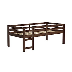 Walker Edison Alexander Classic Solid Wood Stackable Jr Twin over Low Loft Bunk Bed, Twin Size, Walnut