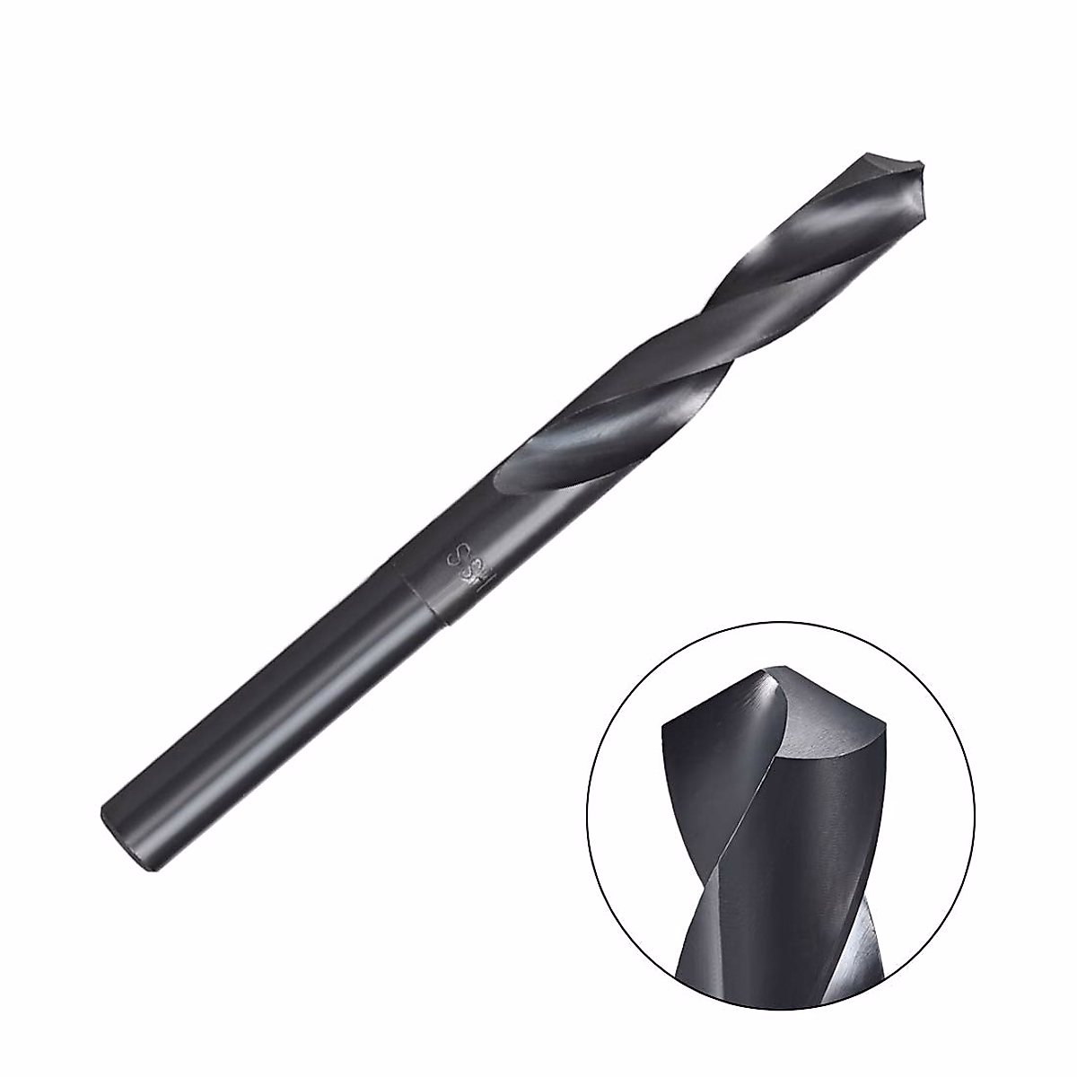 uxcell 13.5mm Reduced Shank Drill Bit HSS 6542 Black Oxide with 1/2 Inch Straight Shank