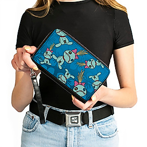 Buckle-Down Women's PU Zip Around Wallet Rectangle-Lilo & Stitch, 7.5"x4.5"