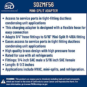 Supplying Demand ZMF56 Flexible Mini-Split Adapter Adapts From 1/4 To 5/16 Inch Mini Split Fittings