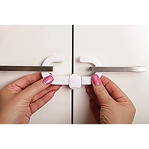Dreambaby Secure -A-Lock - Child Proof Sliding Safety Locks - Suitable for Mushroom Knobs & D-Shaped Cabinet Door Handles - White - Model ‎L712