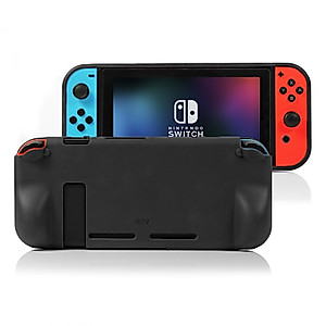 Orzly Grip Case for Nintendo Switch - Protective Back Cover for Nintendo Switch (NOT OLED MODEL) in Handheld Gamepad Mode with Built in Comfort Padded Hand Grips - Solid Black
