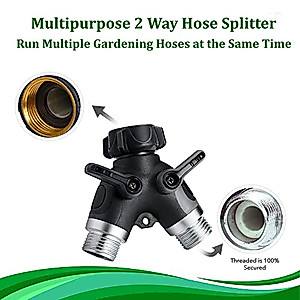 Garden Hose Splitter 2 Way, Heavy Duty Connector Hose Y Splitter with Rubber Washers, Water Splitter Adapter 2 Valves for Garden Hose Spigot Faucet