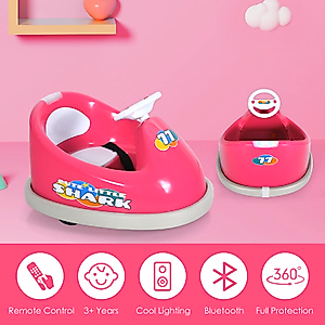 INFANS Kids Ride On Car, 6V Bumper Car Electric Vehicles with 2 Driving Modes,360 Degree Spin, Remote Control, LED Lights, Music, Bluetooth, Rechargeable Battery Powered Toys (Blue)