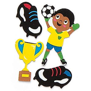 Baker Ross AR505 Soccer Foam Stickers - Pack of 120, for Kids' Crafts and Art Projects, Cards, Party Bags, and Ornaments