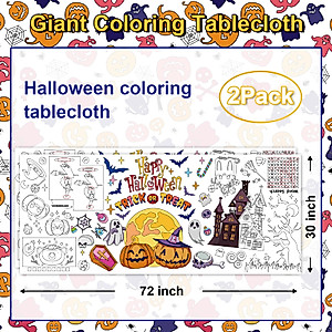 Avezano 2 pcs Halloween Coloring Tablecloth Large Happy Halloween Coloring Tablecloth for Kids Jumbo Happy Halloween Paper Coloring Banner Halloween Party Decorations 72x30 inch