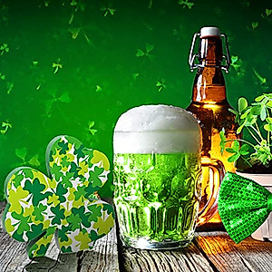 4-Piece St. patrick's Day Wooden Signs, Green Shamrock Clover Self-standing Blocks Table Centerpiece Sign Irish Lucky Holiday Display Tabletop Wood for Fireplace Tiered Tray Party Supplies Decoration