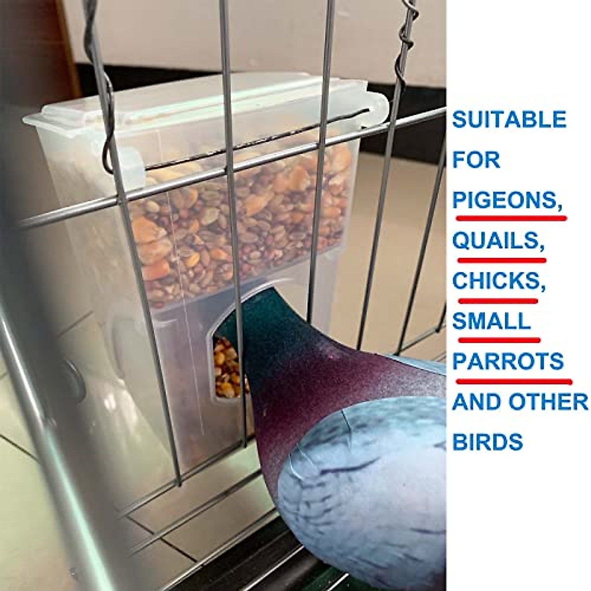 Automatic Pigeon Bird Feeder and Water -Parrot Feeder Water Cage Accessories Supplies for Parakeet Canary Cockatiel Finch