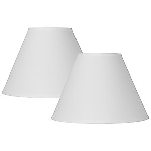 Set of 2 Antique White Linen Medium Empire Lamp Shades 6.5" Top x 15" Bottom x 10.75" High (Spider) Replacement with Harp and Finial - Springcrest