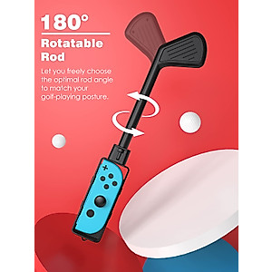 MoKo Golf Clubs Fit with Switch/Switch OLED Model (2021) Mario Golf: Super Rush Golf Handle Grips Game Accessories Kit Fit with Joy-Con Controller 2 Pack with Rotatable Golf Rod &Wrist Strap, Black