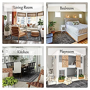 PADOOR Area Rug for Living Room Bedroom - 5x7 Feet Neutral Rug with Non-Slip Latex Backing Non Shedding Loop Pile for Dining Room Office Home Decor Gray