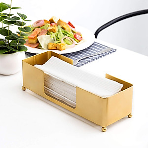MyGift Modern Brass Tone Metal Tabletop Commercial Folded Paper Towel Holder Dispenser Tray
