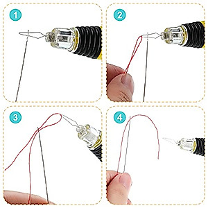 LED Needle Threader Sewing Tools Lighted Plastic Wire Loop DIY Needle Threader Hand Machine Sewing Tool for Sewing Crafting (2 Pieces)